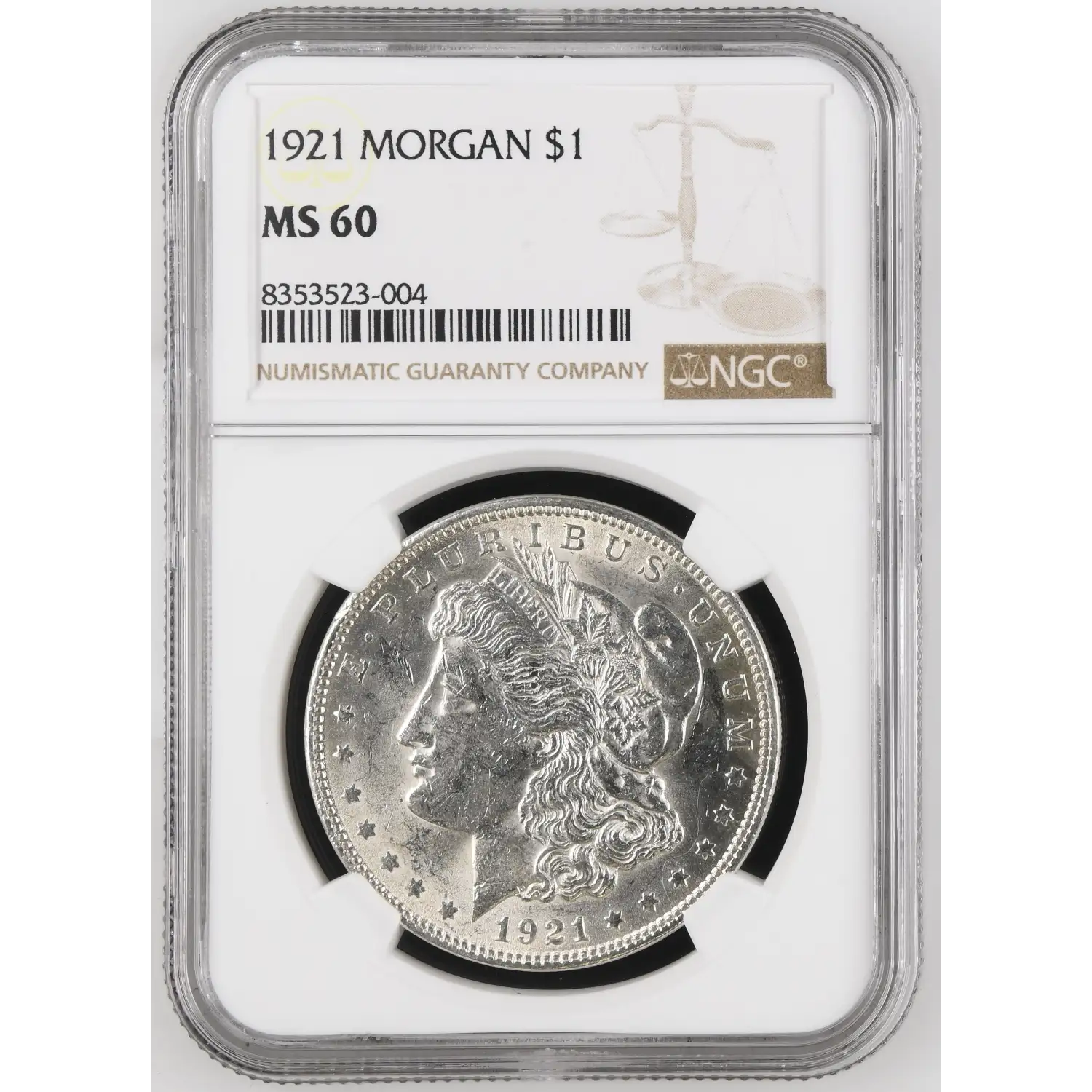 1921 Morgan Silver Dollar NGC MS-60 - Asher's Quality Coin and Gold